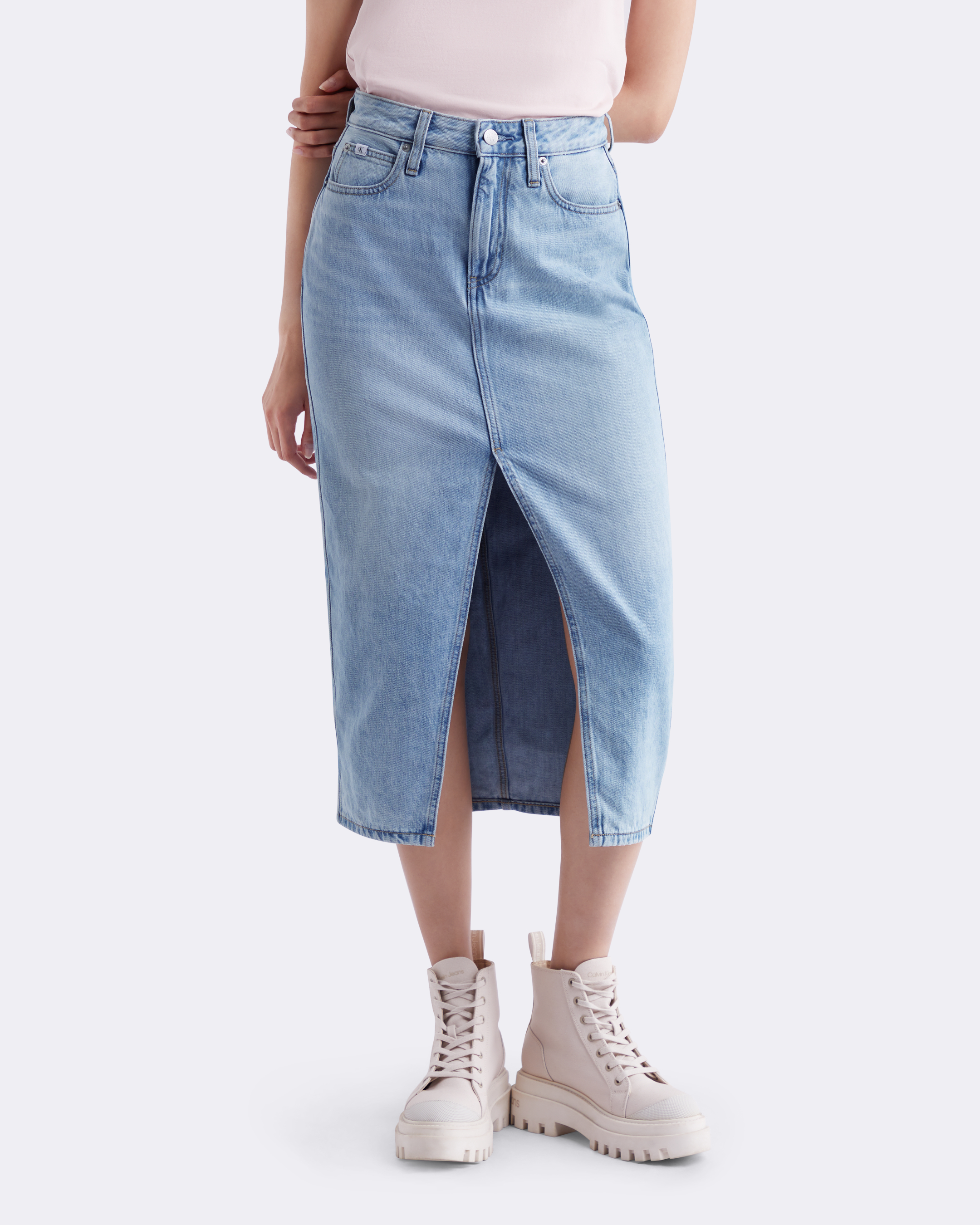 Front Split Maxi Denim Skirt | blue | Calvin Klein Taiwan Front Split Maxi Denim Skirt | blue | Calvin Klein Taiwan